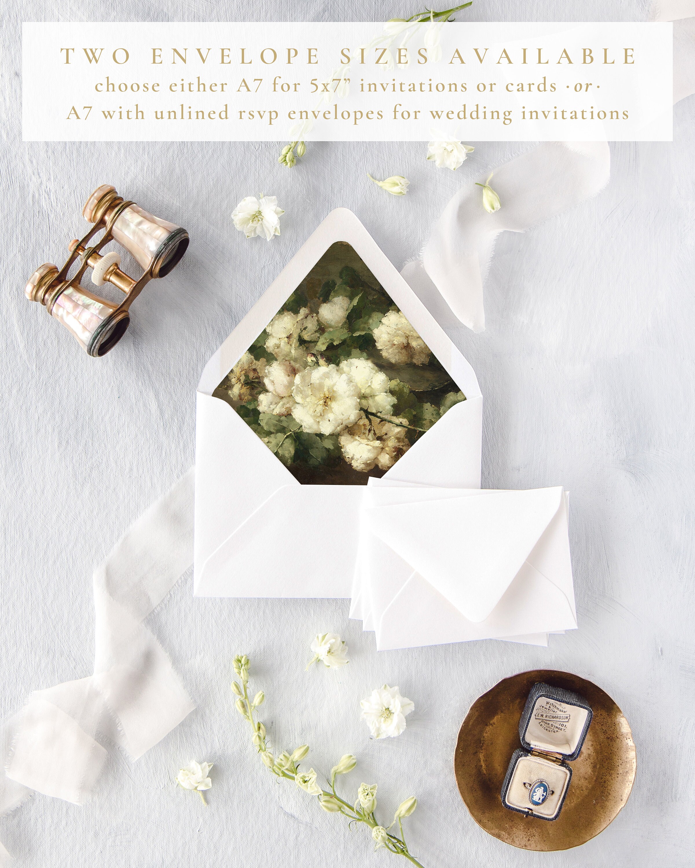 Ivory Floral Lined Envelopes for Wedding Fine Art Wedding - Etsy
