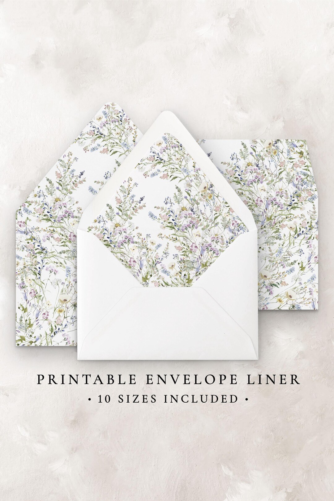 Printable Envelope Liner Template, Wildflower Envelope Liner Digital ...