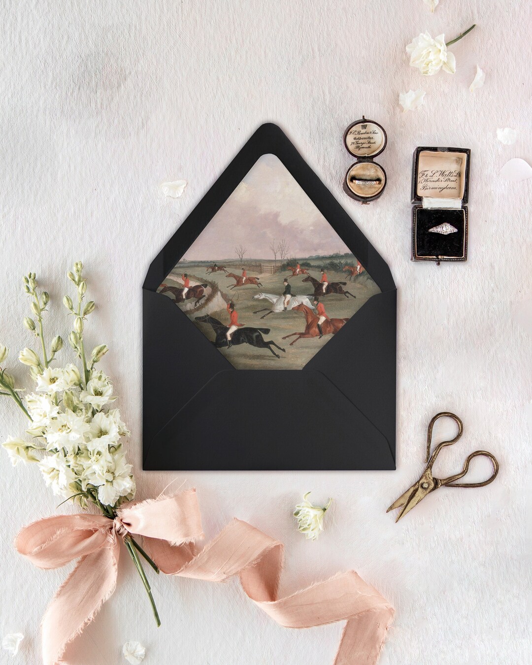 Equestrian Lined Envelopes for Wedding, English Painting Envelope Liner ...