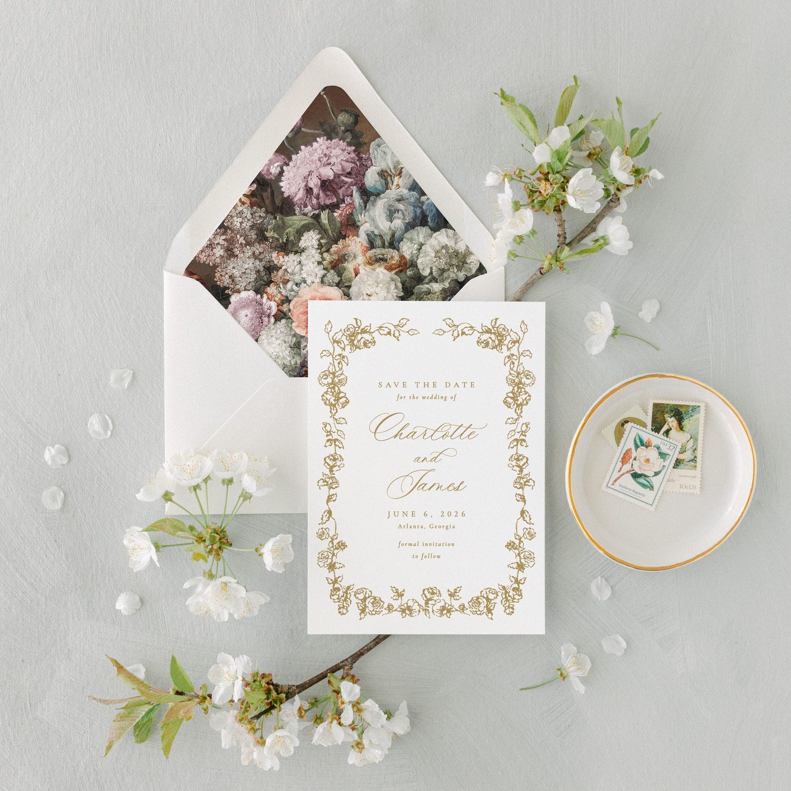 Floral Frame Save the Date for Wedding, Printed Save the Dates, Classic ...