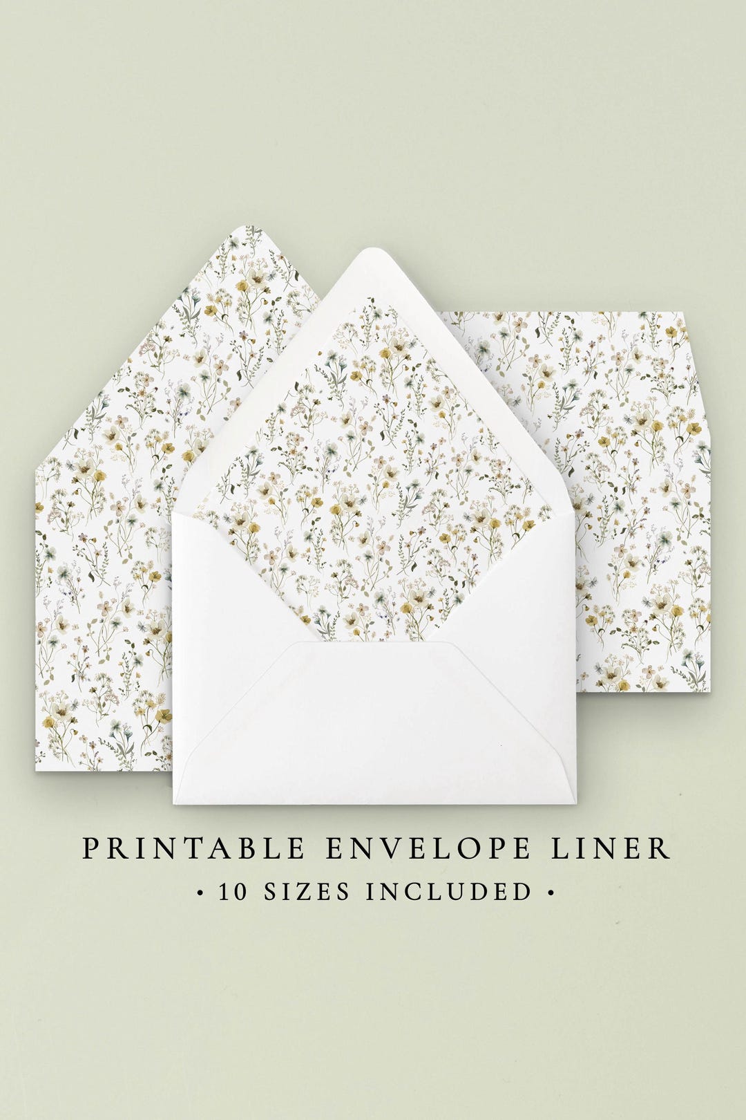 Wildflower Wedding Envelope Liner Template, Printable Envelope Liners ...
