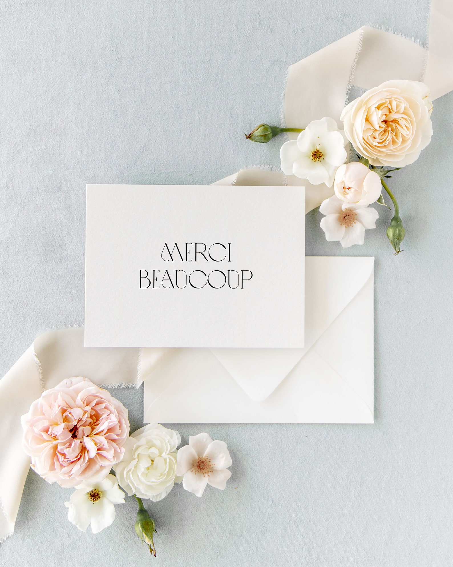 Merci Beaucoup Thank You Cards Modern Wedding Thank You Card | Etsy