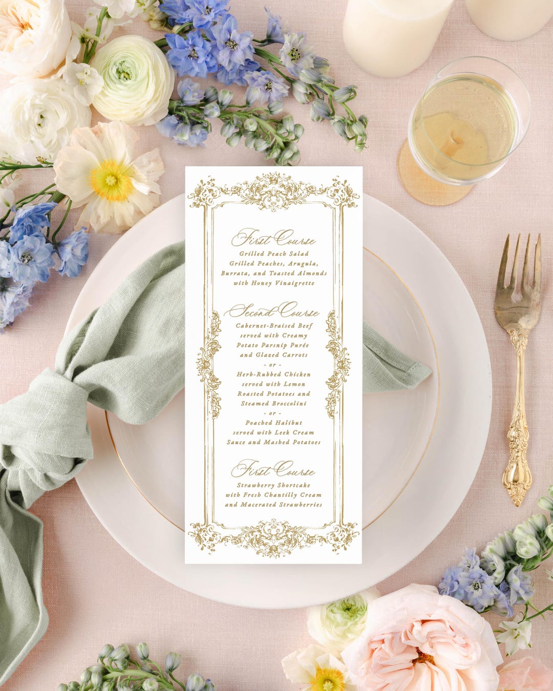 Rococo Wedding Menu Template Digital Download Menu Wedding, Printable ...