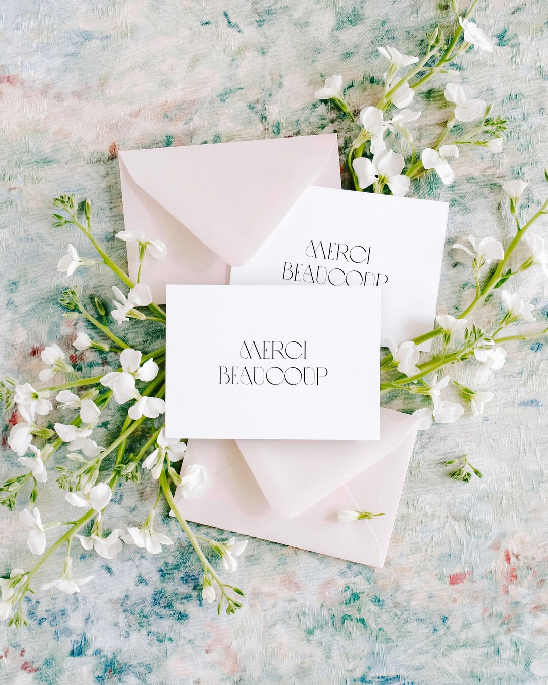 Merci Beaucoup Thank You Cards, Modern Wedding Thank You Card, Thank ...