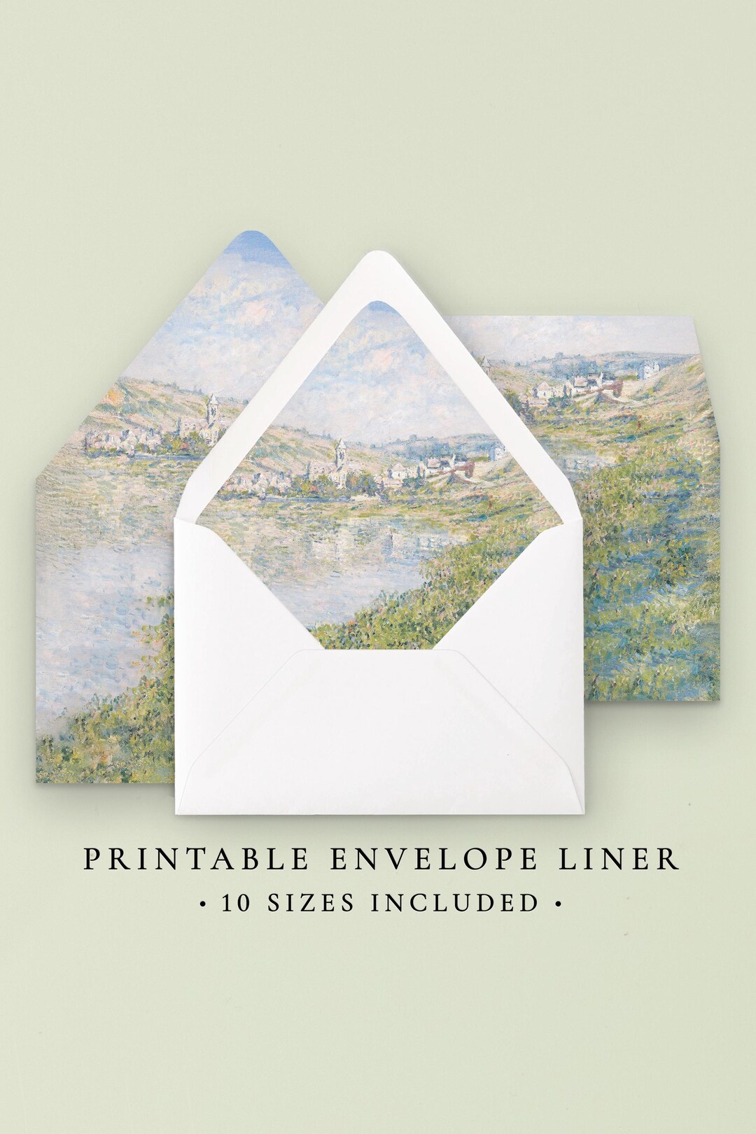 Monet Painting Envelope Liner Template Instant Download, Printable ...