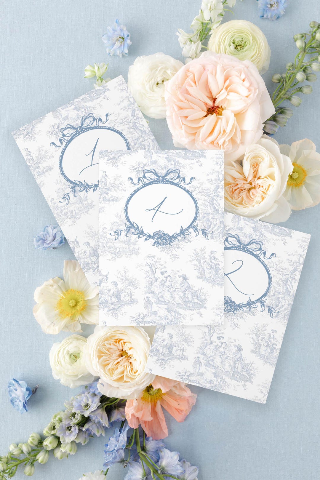 Dusty Blue Toile Wedding Table Numbers Digital Download Wedding ...