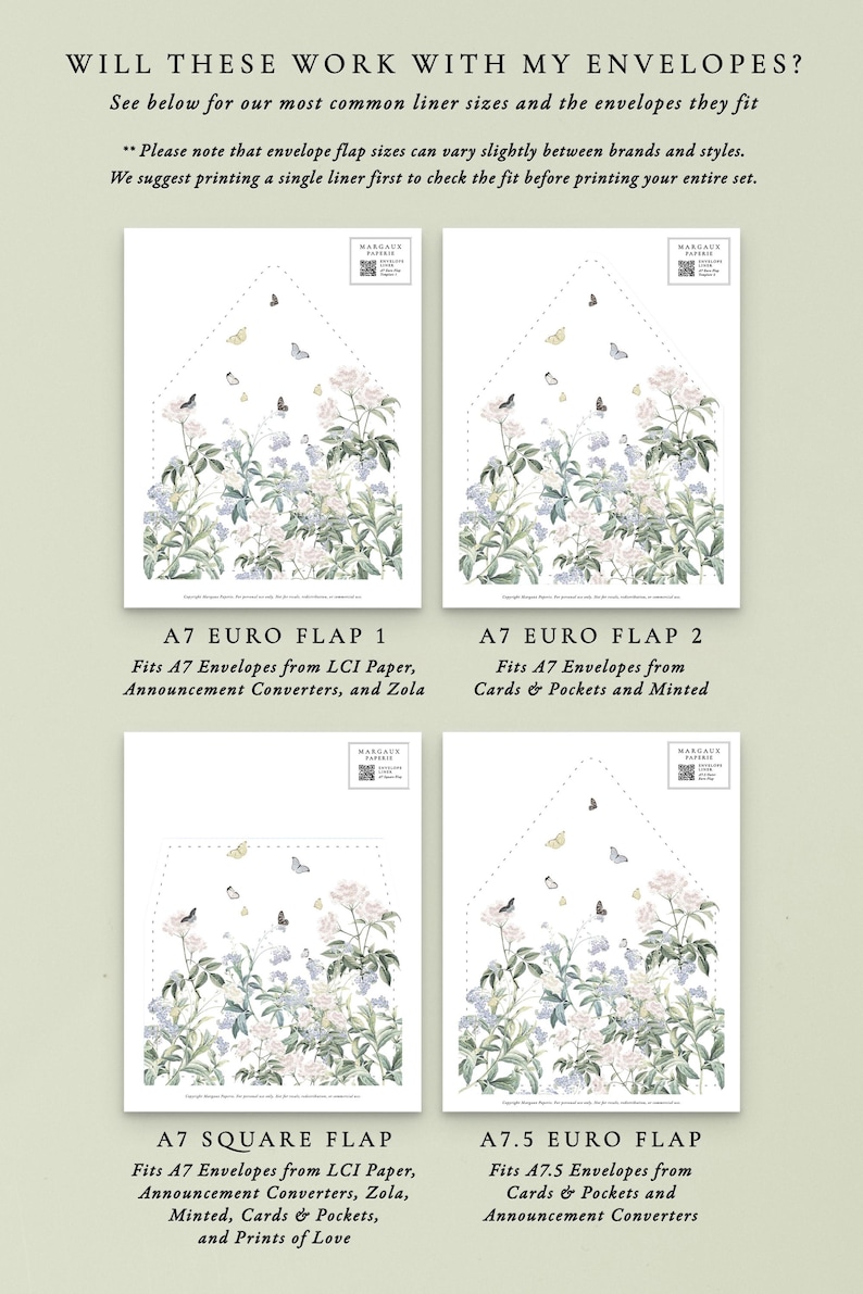Printable Envelope Liners, Butterfly Wedding Template Instant Download ...
