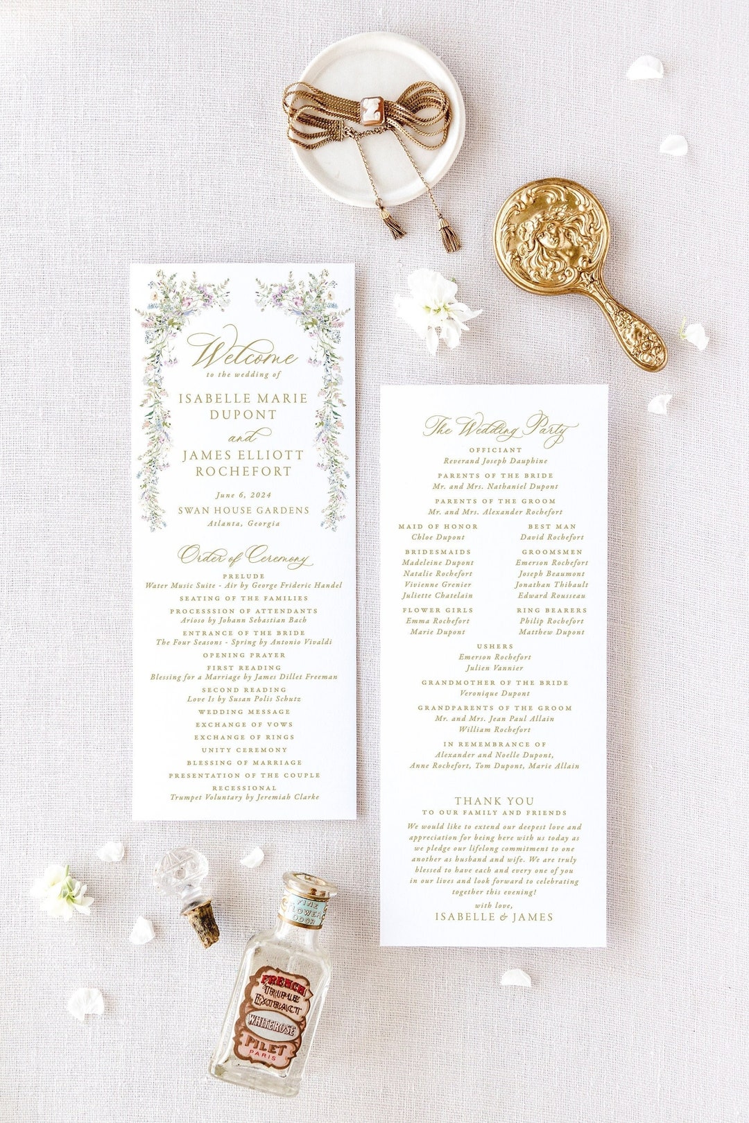 Wildflower Wedding Program, Pink Floral Wedding Programs, Classic Wedding Programs Printed ...