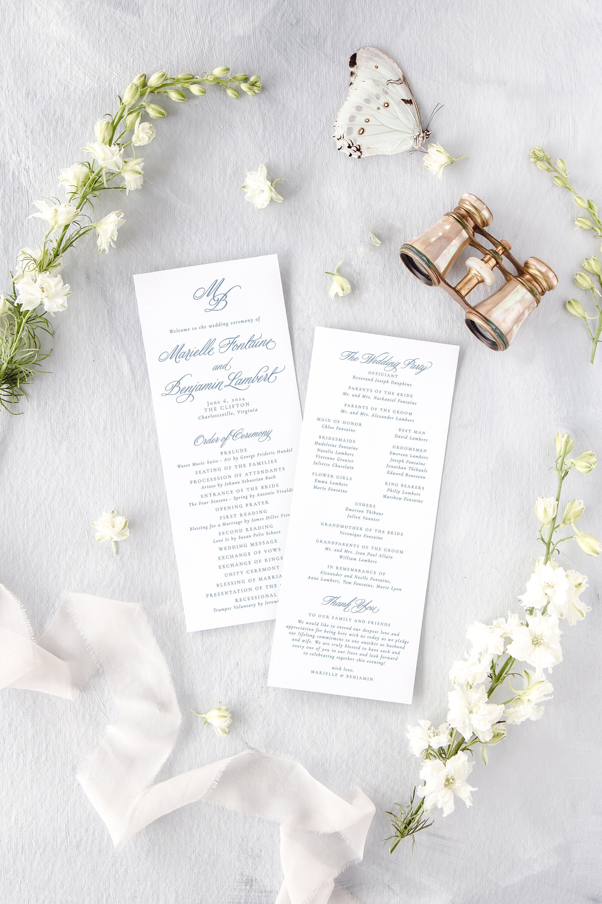 Classic Wedding Programs, Blue Wedding Ceremony Program, Catholic ...