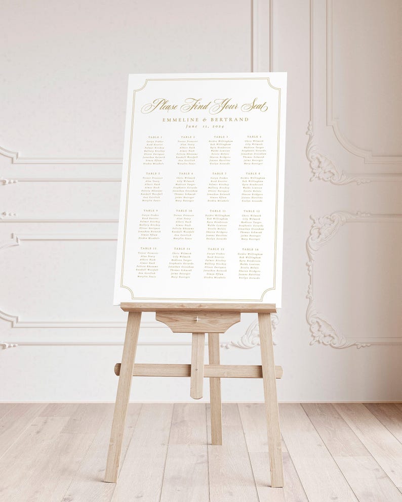 Classic Wedding Seating Chart, Calligraphy Wedding Sign, Wedding Table ...