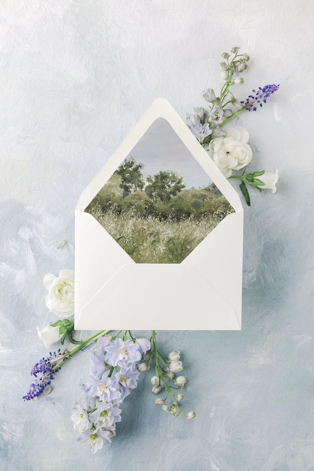 Fine Art Lined Envelopes for Wedding, Forest and Field Envelope Liner ...