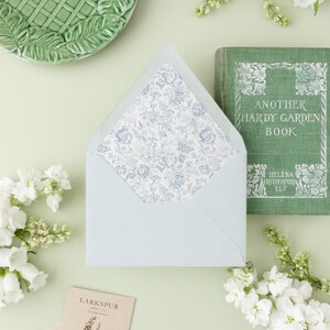 Blue Floral Wedding Invitation Envelopes, Grandmillenial Rose Lined ...
