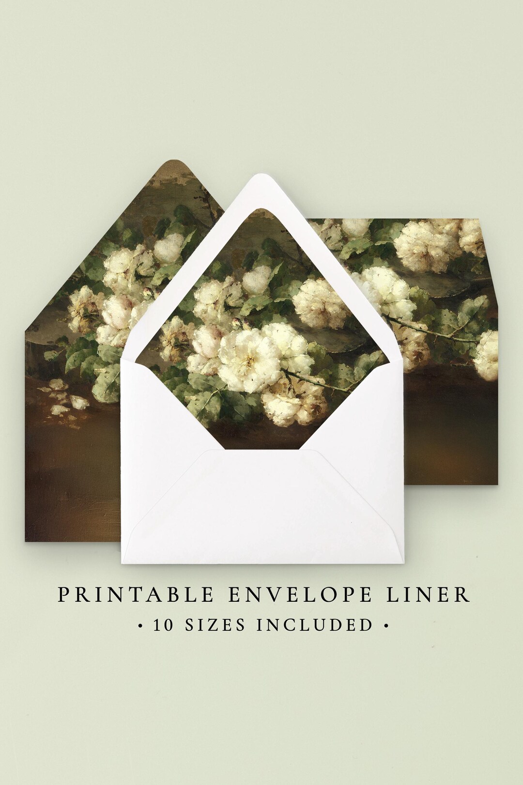 Ivory Floral Envelope Liner Template Instant Download, Digital Download ...
