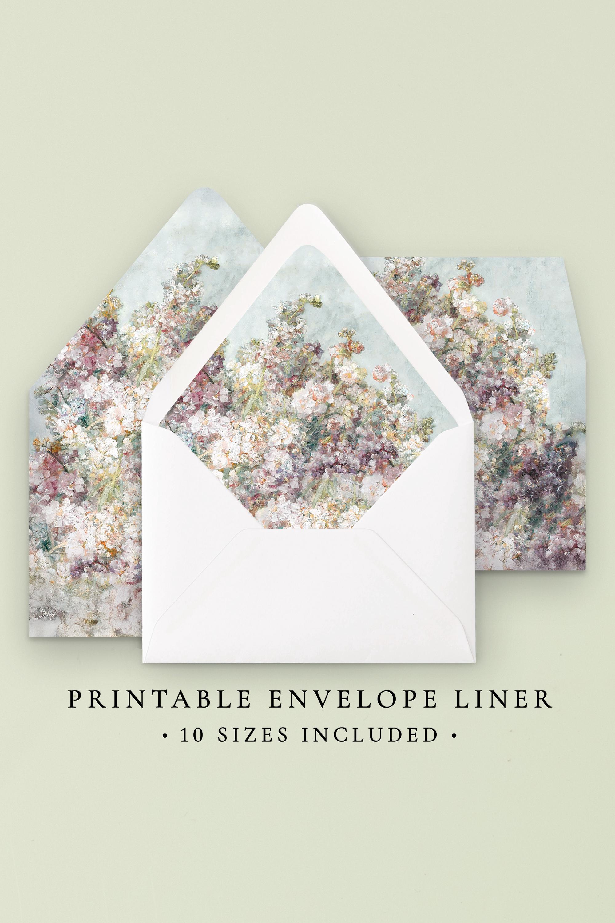 Floral Envelope Liner Template Instant Download, Printable Envelope ...