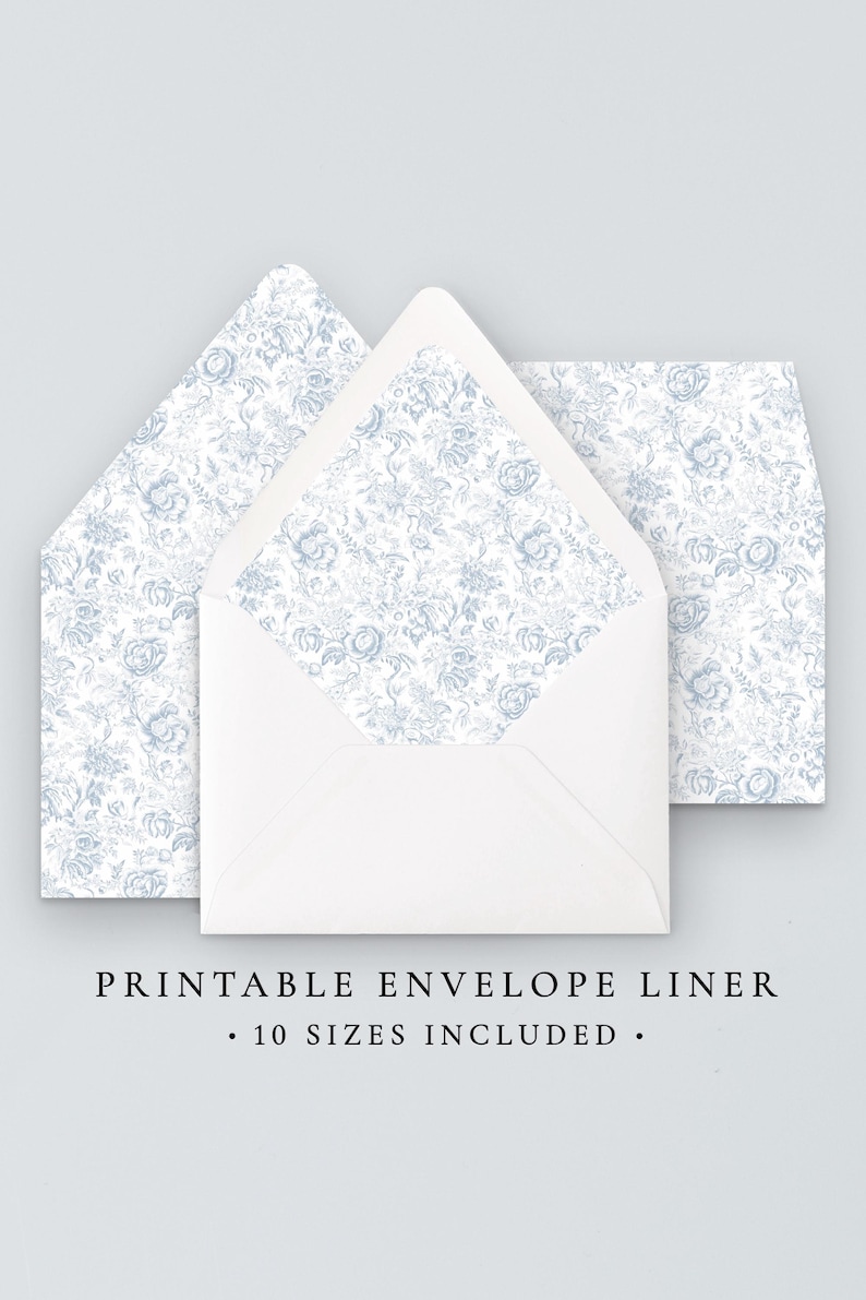 Blue Chinoiserie Envelope Liner Template Instant Download, Printable ...