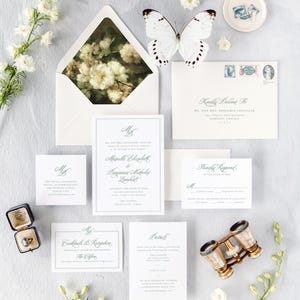 Classic Wedding Invitation Set, Elegant Wedding Invitations, Blue ...