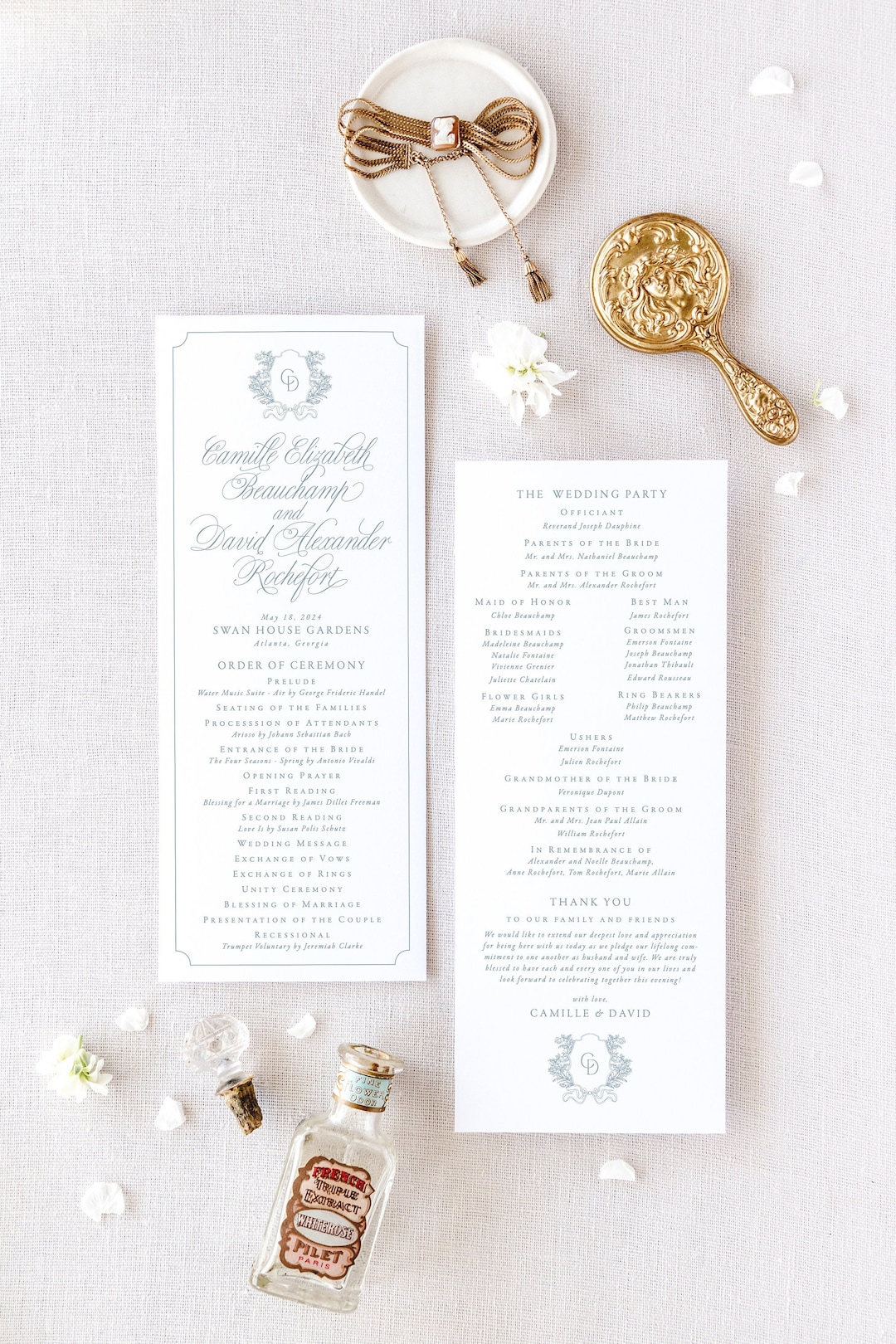 Dusty Blue Wedding Program, Classic Wedding Programs Printed, Wedding ...