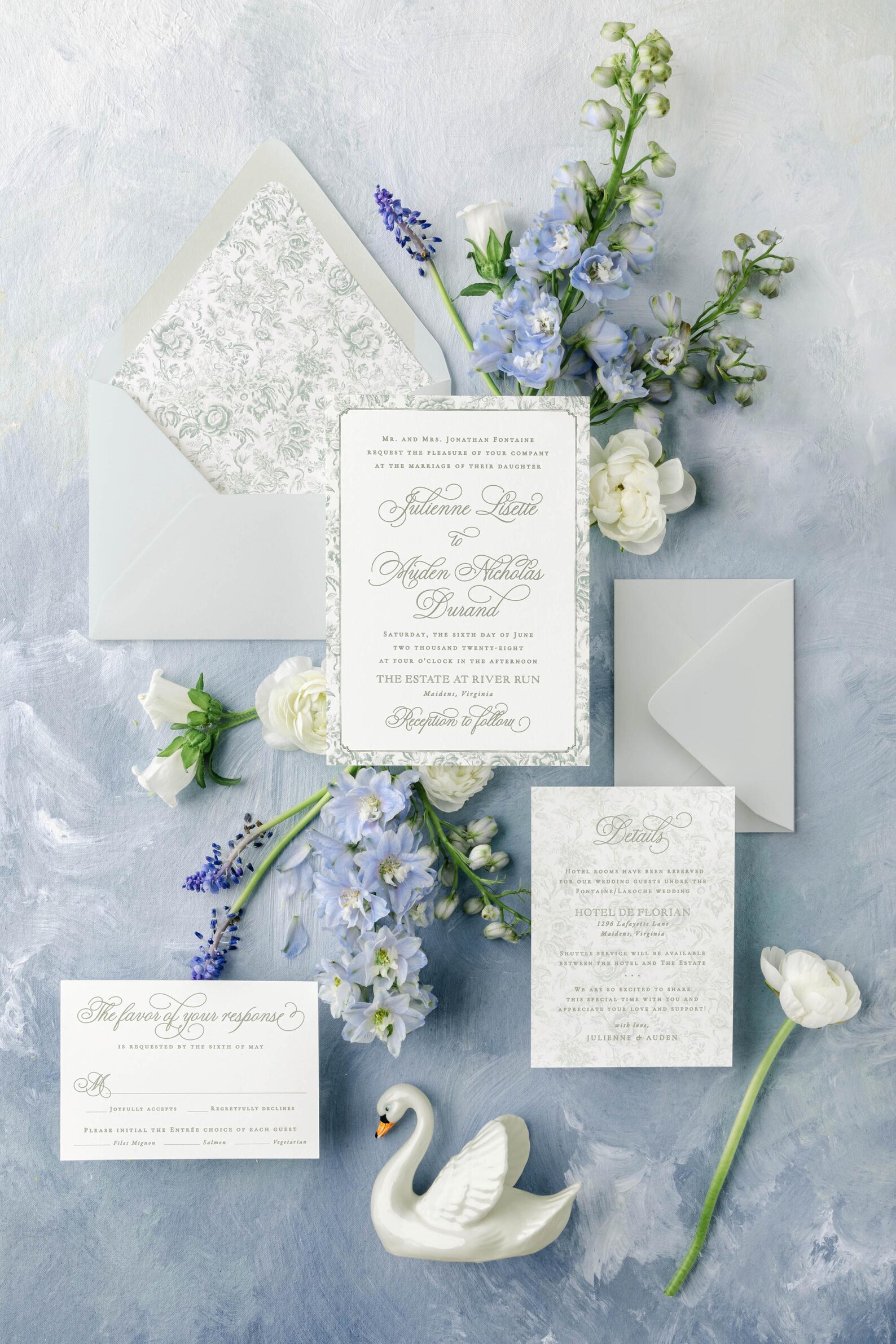 Sage Green Floral Wedding Invitation, Traditional Wedding Invitations ...