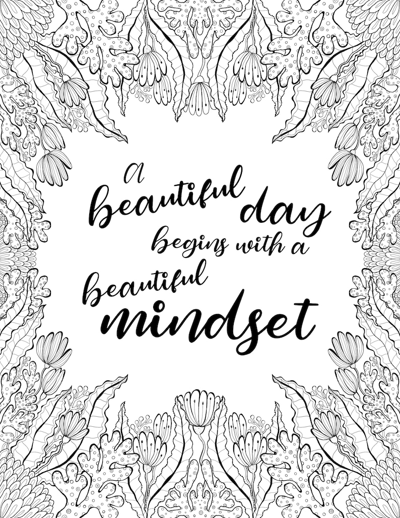 Printable Adult Coloring Page. Inspirational, Positive Minds, Stress ...