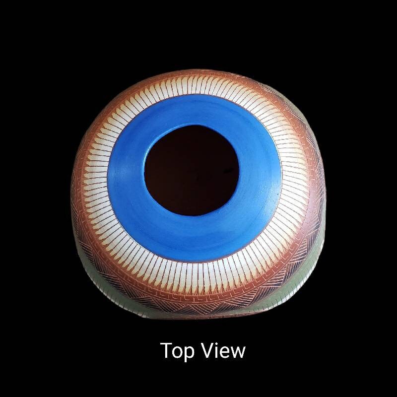 Navajo Handetched Pottery 4 Corner Design Kokopelli Flute Player Fine ...