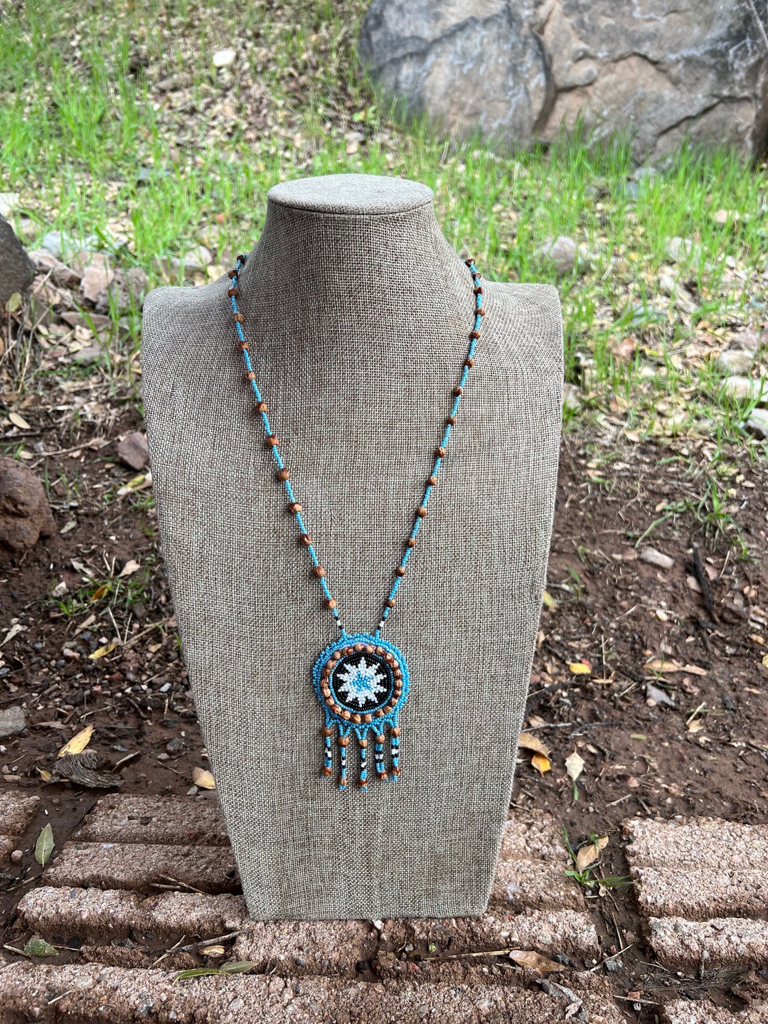 Navajo Beaded Juniper Berry Seed Medallion Necklace - Etsy
