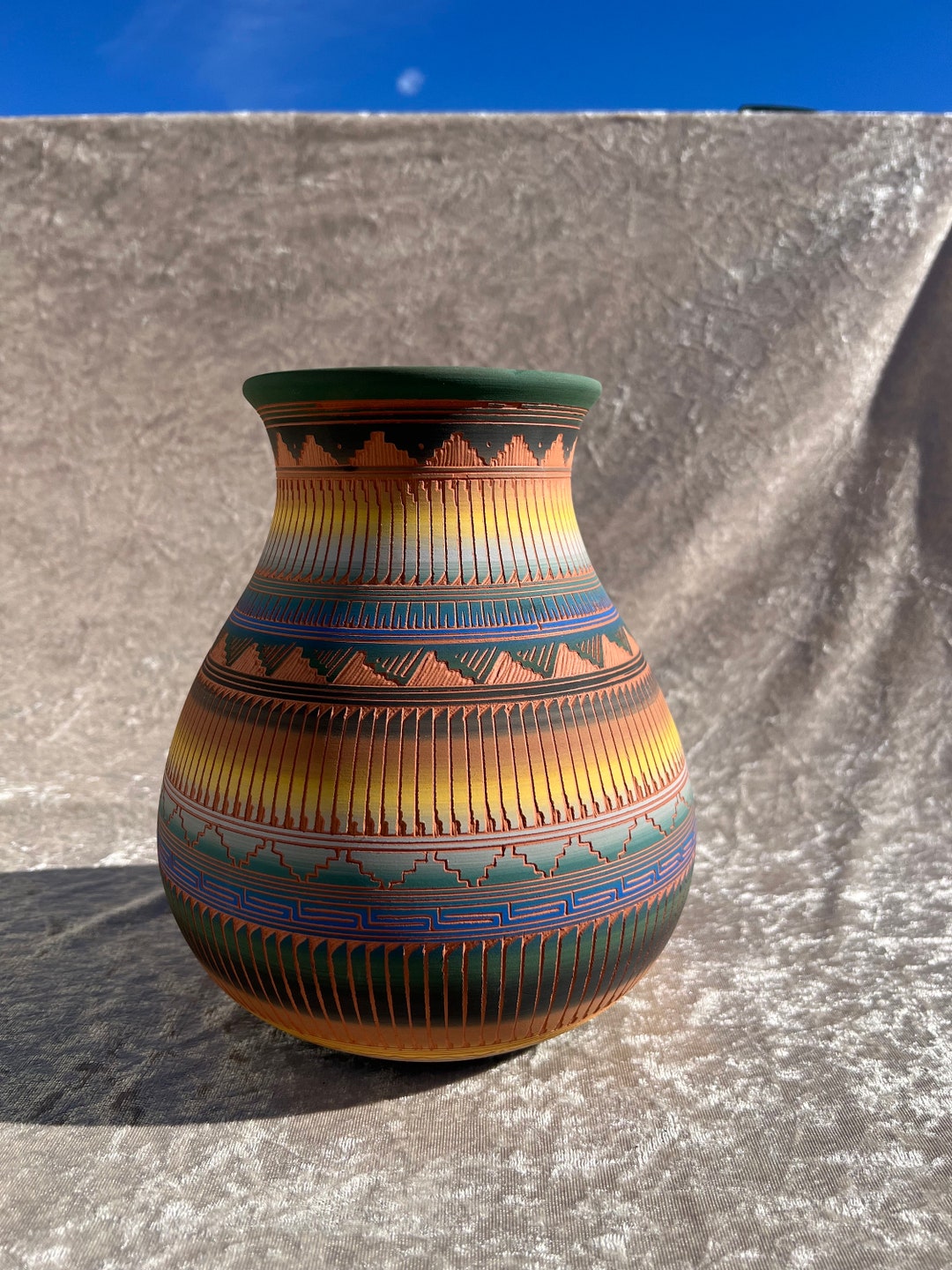 Navajo Red Clay Hand Etched Pottery PL3 - Etsy