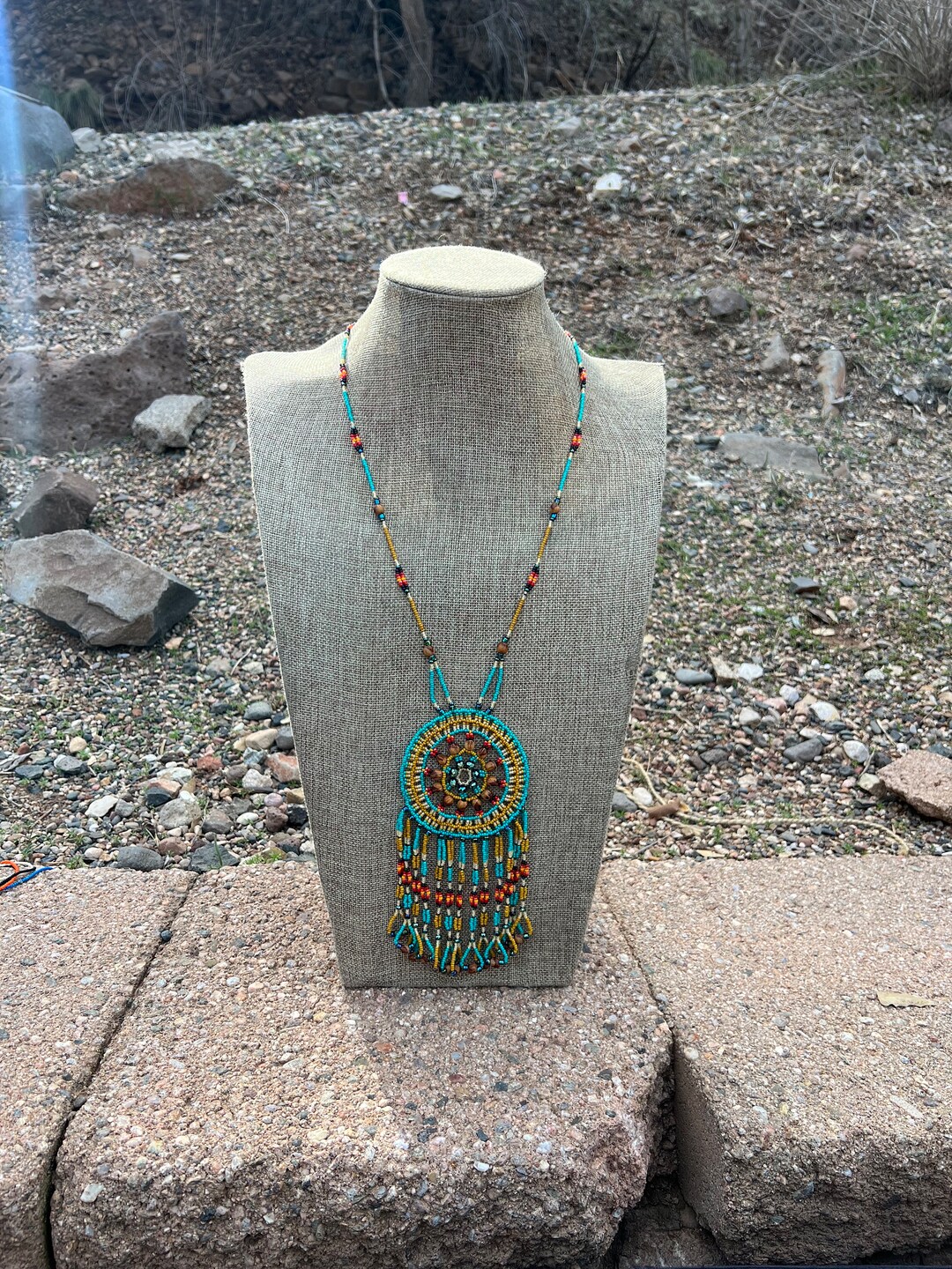 Navajo Beaded Juniper Berry Seed Medallion Necklace Longer Length - Etsy
