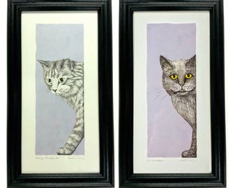 Framed cat print | Etsy