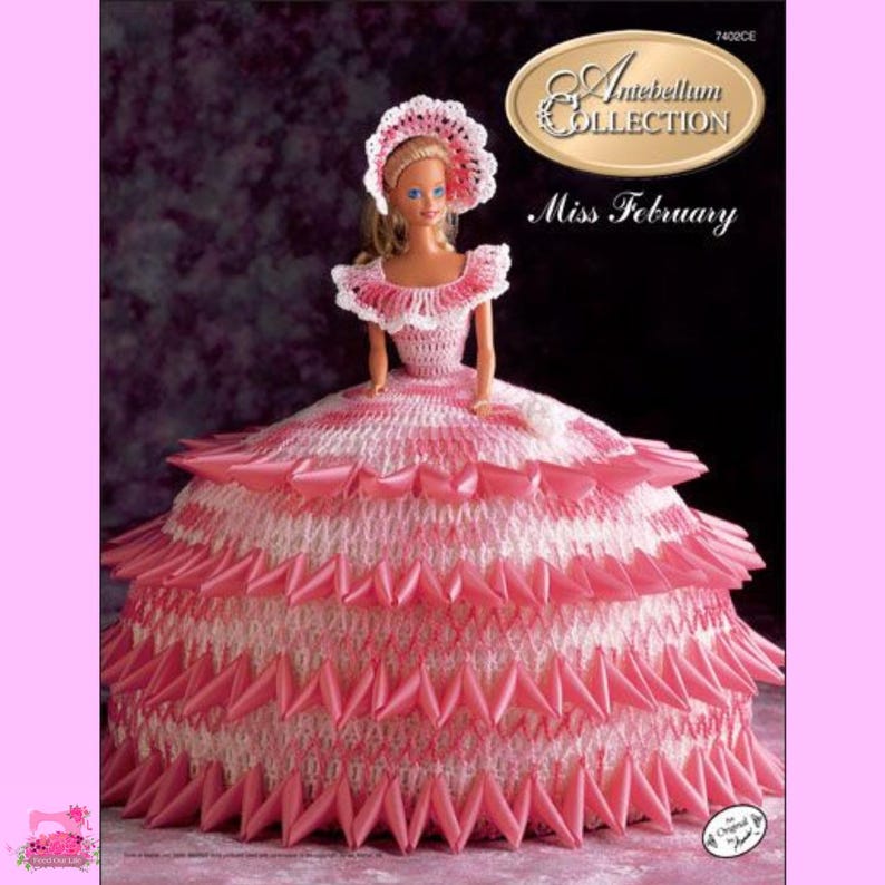 Vintage Crochet Doll Gown Pattern, Pink Ribbon Ball Gown (PDF) - Etsy