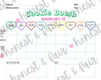 ABC Cookie Inventory Sheet Girl Scout Cookies | Cookie Tracker, Girl ...