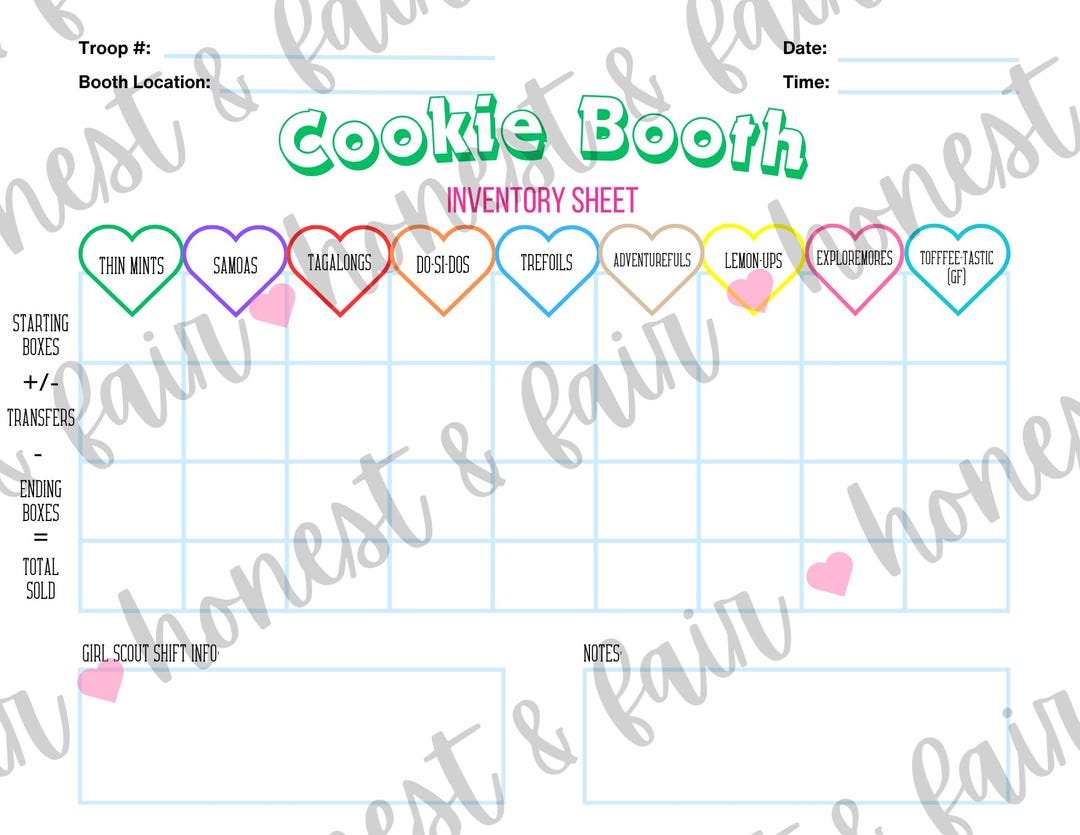 Girl Scout Cookie Booth Inventory Sheet | LBB Printable Tracker (2026 ...