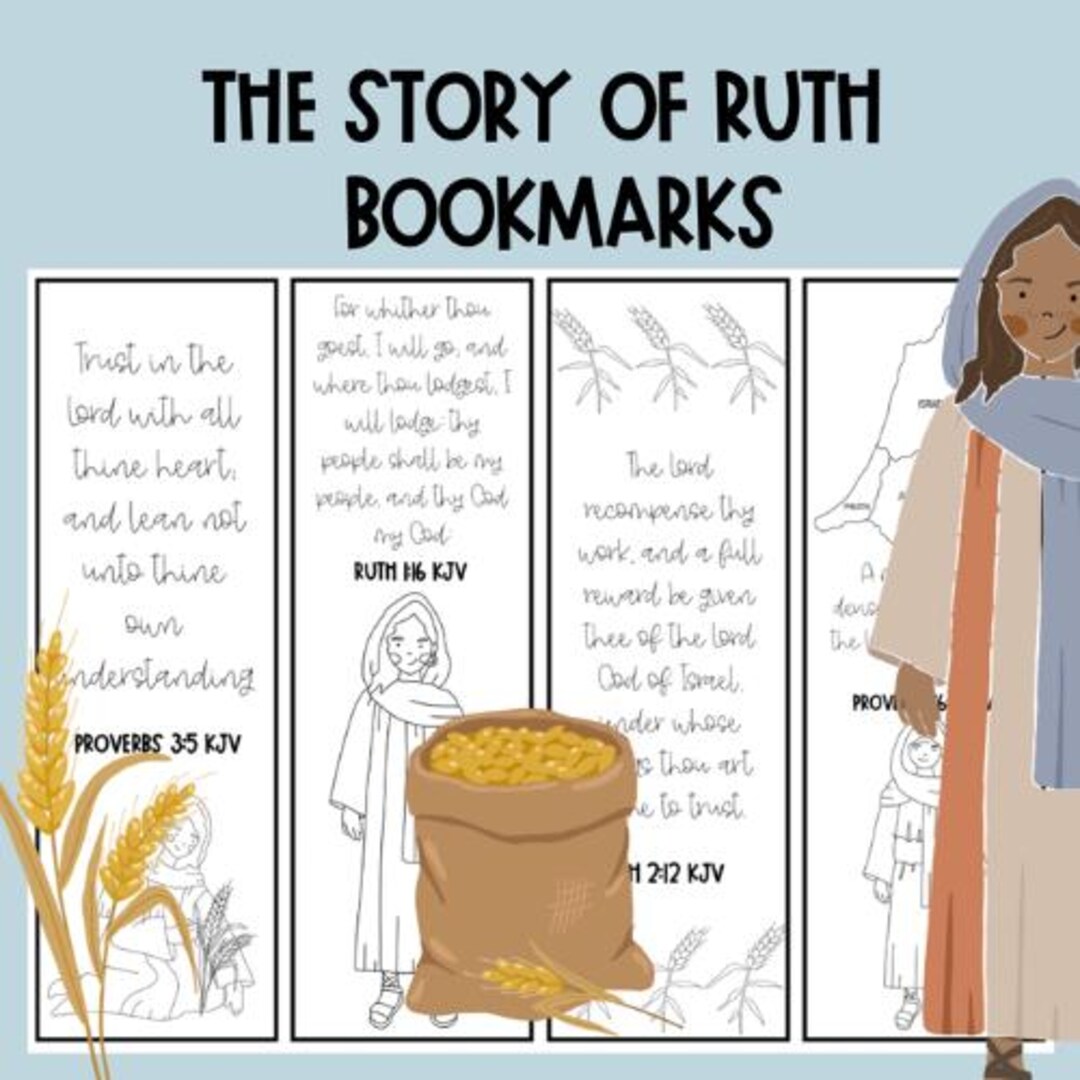 Story of Ruth Bookmarks, Sunday School Coloring Bible Activity ...