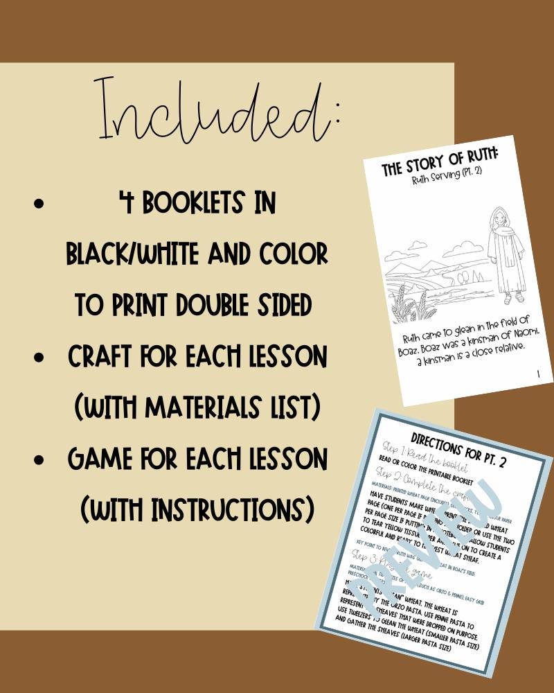 Ruth Preschool Sunday School Unit, Bible Lessons for Little Kids - Etsy