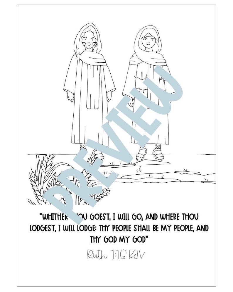 Ruth Memory Verse Coloring Page: NIV & KJV (digital Download) - Etsy