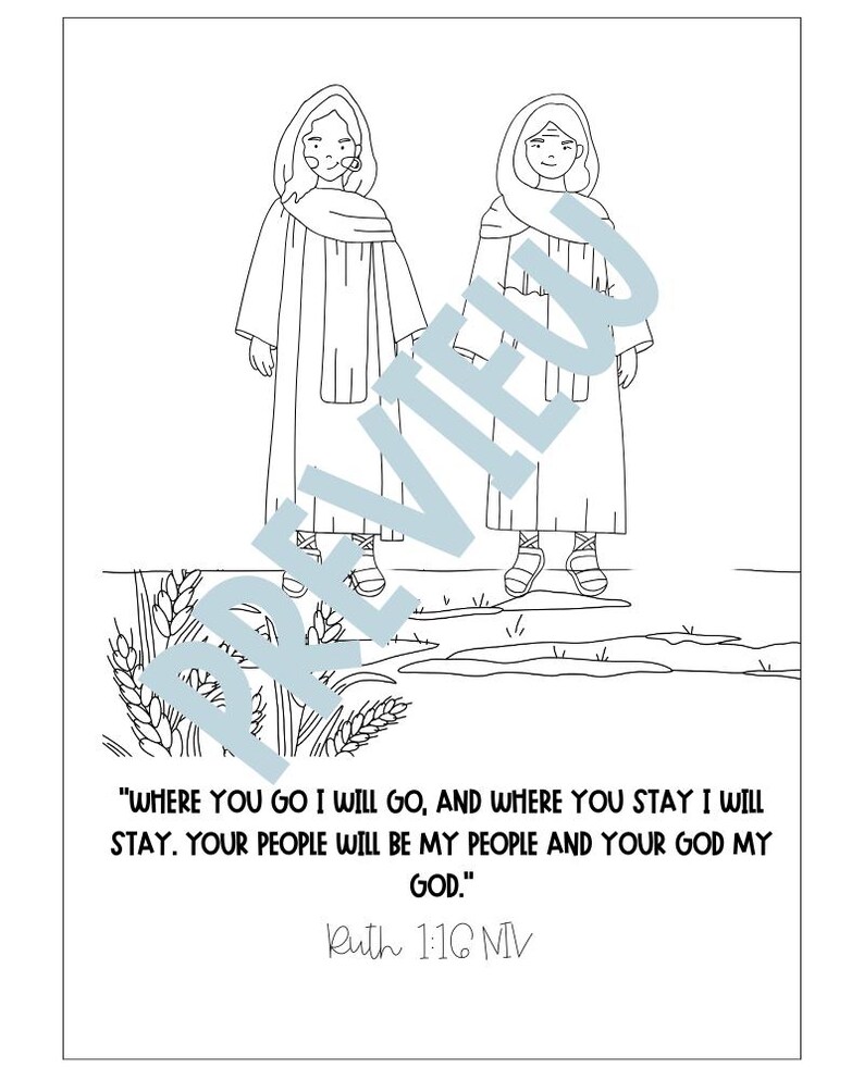 Ruth Memory Verse Coloring Page: NIV & KJV (digital Download) - Etsy