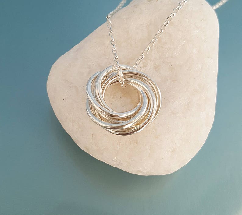 6 Entwined Rings 60th Silver Necklace Six Rolling Russian - Etsy