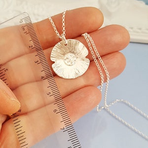 Poppy Necklace, Nickel Free Silver Flower Poppy Pendant Remembrance ...