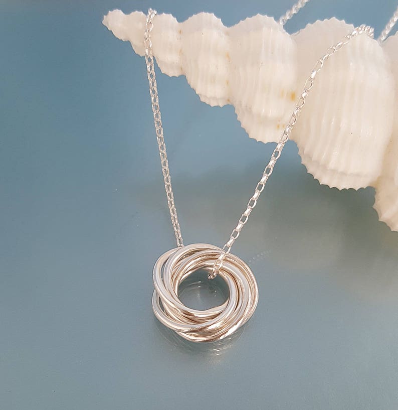 6 Entwined Rings 60th Silver Necklace Six Rolling Russian - Etsy