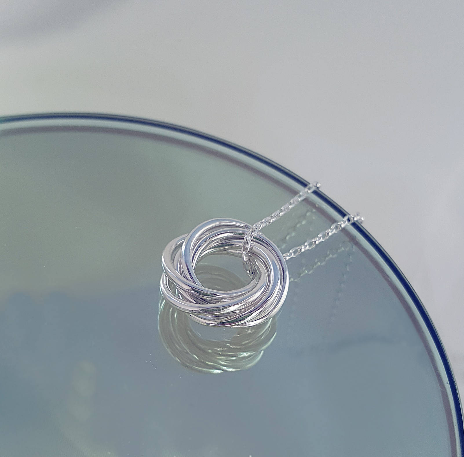 6 Entwined Rings 60th Silver Necklace Six Rolling Russian - Etsy