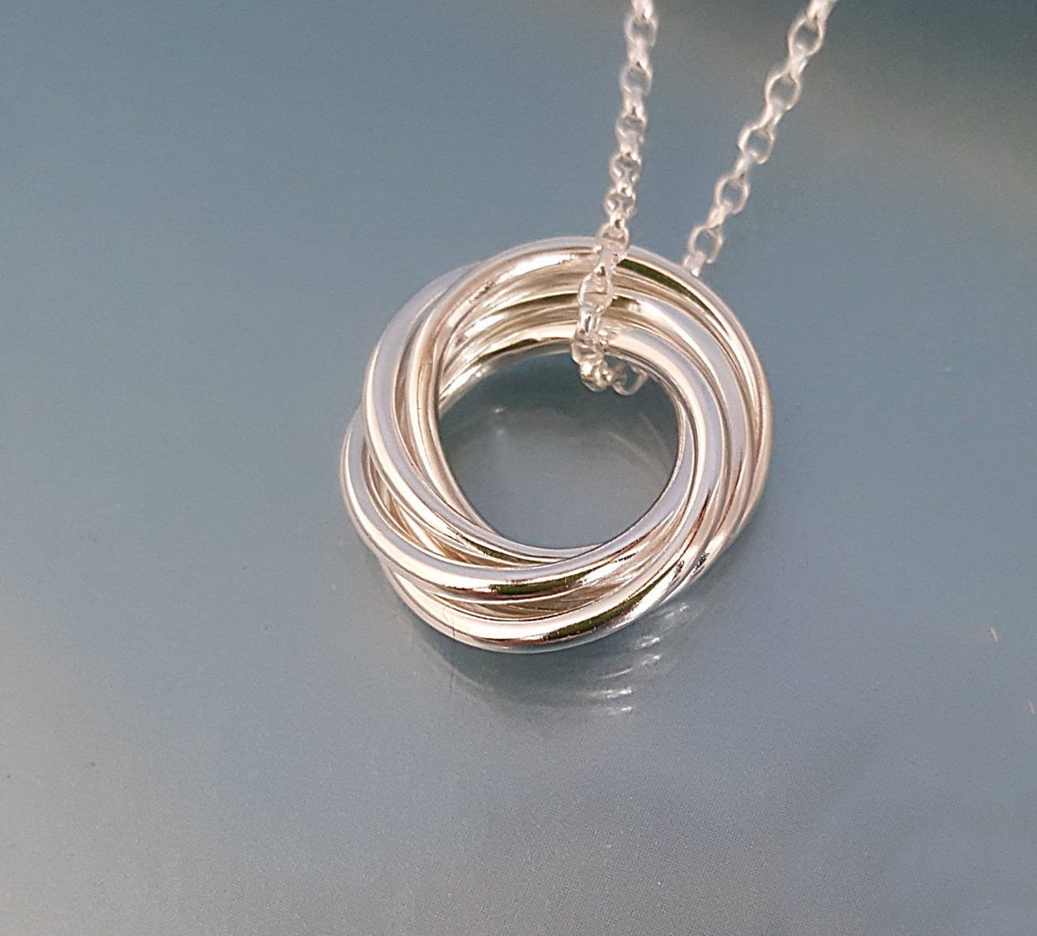 50th Birthday Jewellery 5 Entwined Rings Silver Circles Love - Etsy UK