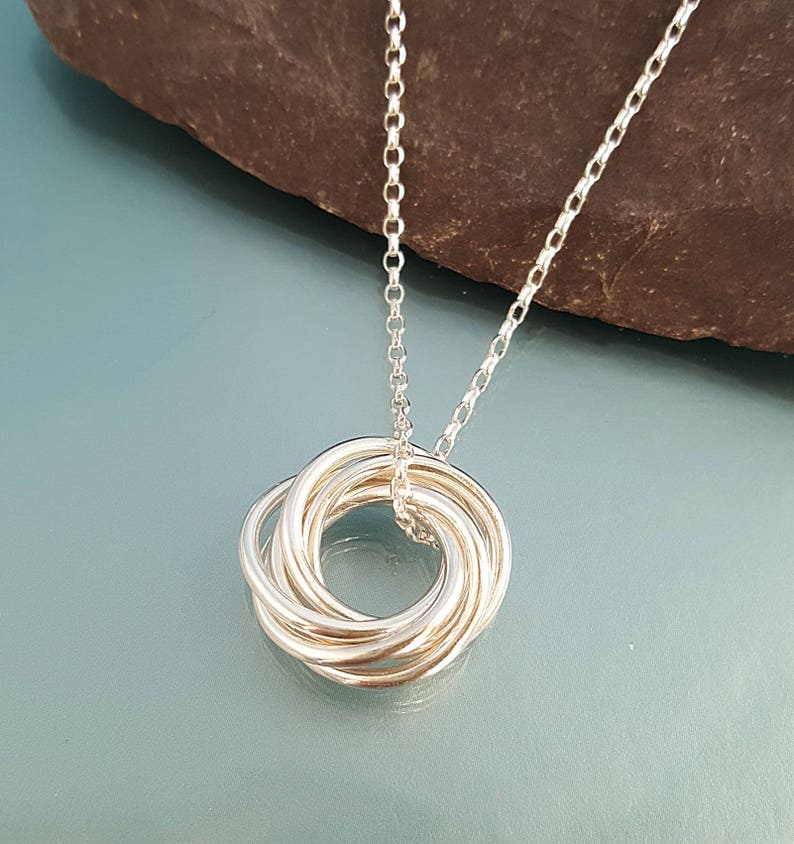 6 Entwined Rings 60th Silver Necklace Six Rolling Russian - Etsy