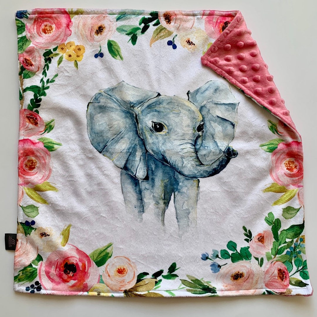 Pink Floral Elephant Lovey, Lovie, Baby Blanket, Elephant Lovey, Floral ...