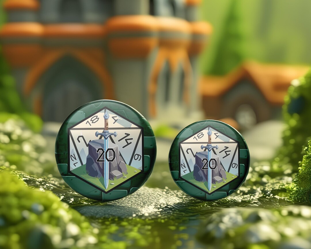 D20 Fantasy Sword Scene RPG Dnd Button Available as Pin, Keychain ...