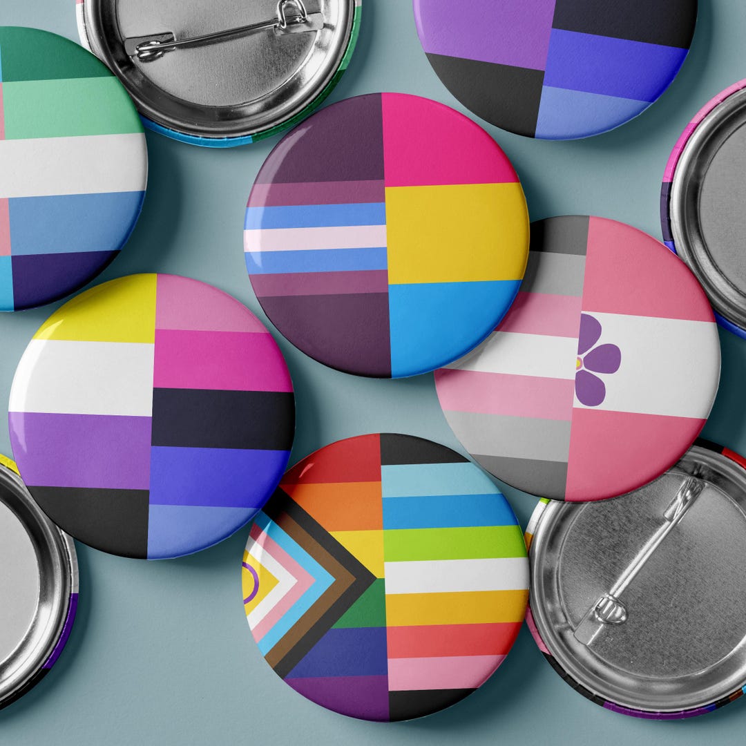 Custom Double Pride Flag Button - Pin, Zipper Pull, Keychain, or Magnet ...