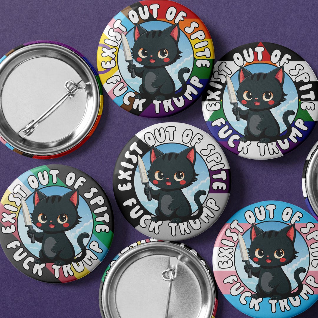 Exist Out of Spite Custom Pride Flag Button - Keychain, Pin, Magnet, or ...