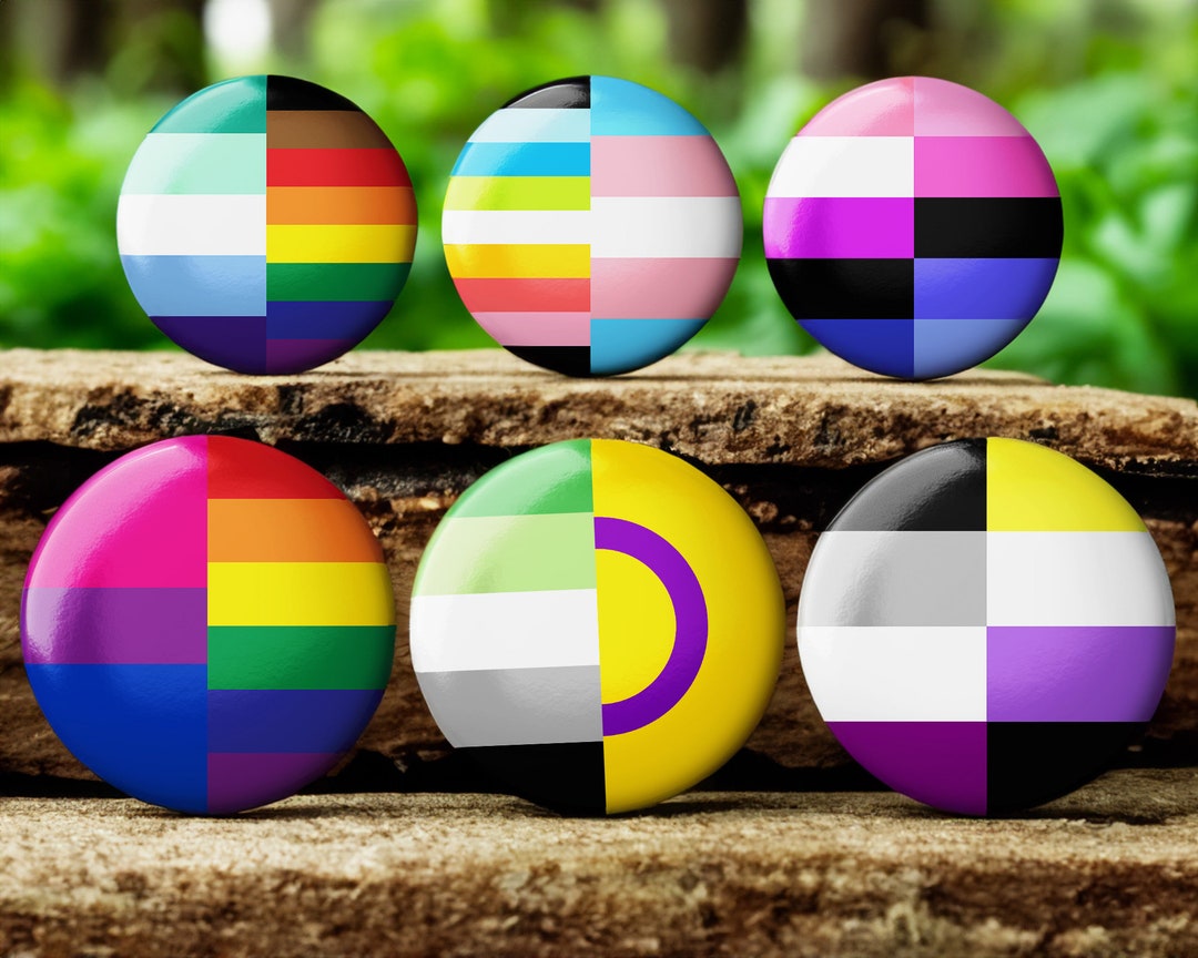 Custom Double Pride Flag Button Pin, Zipper Pull, Keychain, Fridge ...