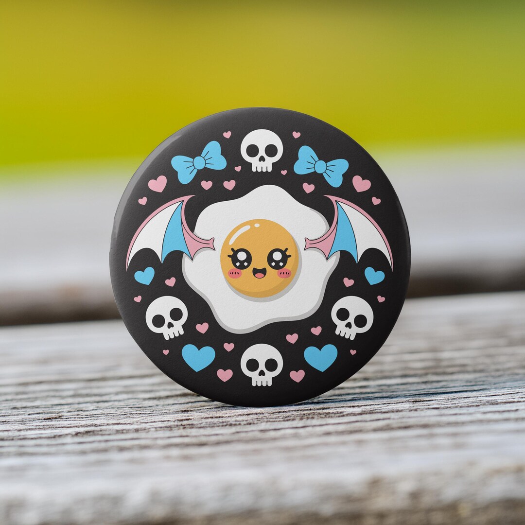 Transgender Pride Button: Yolkula Vampire Egg - Pastel Goth Pin ...