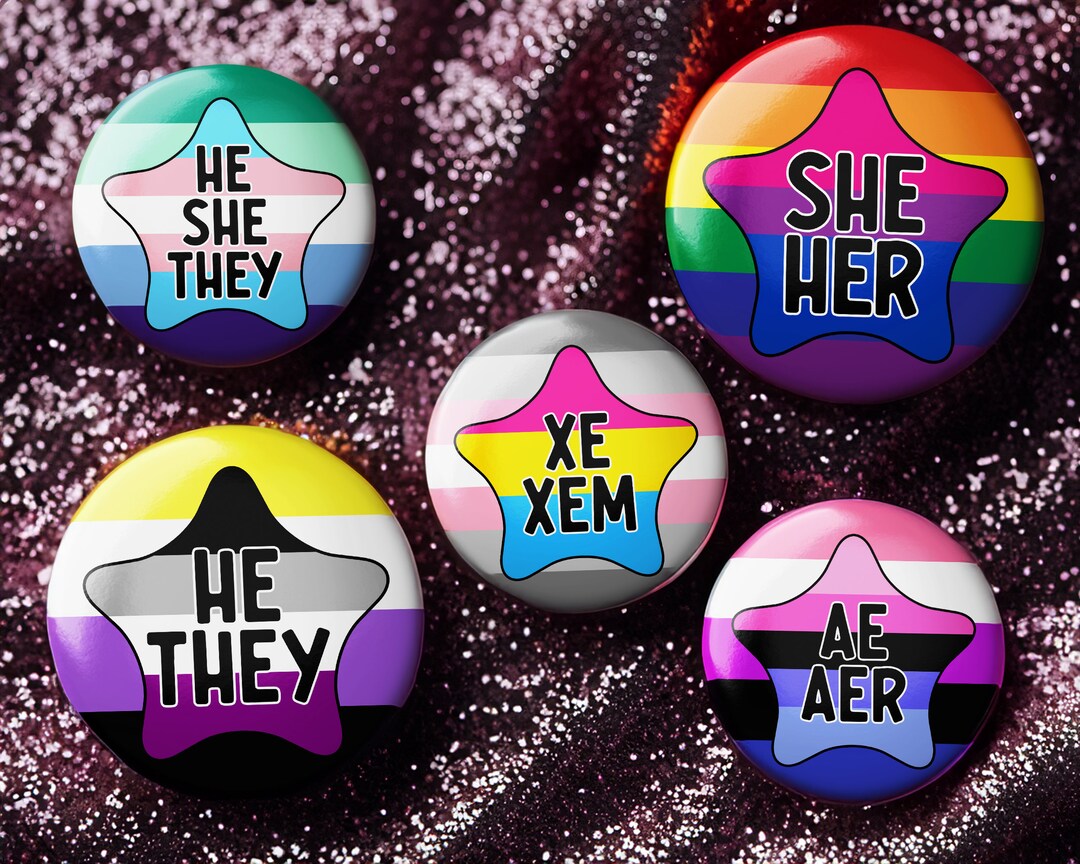 Custom Double Pride Flag Star Pronoun Button Pin, Keychain, Magnet, Zipper Pull - Etsy