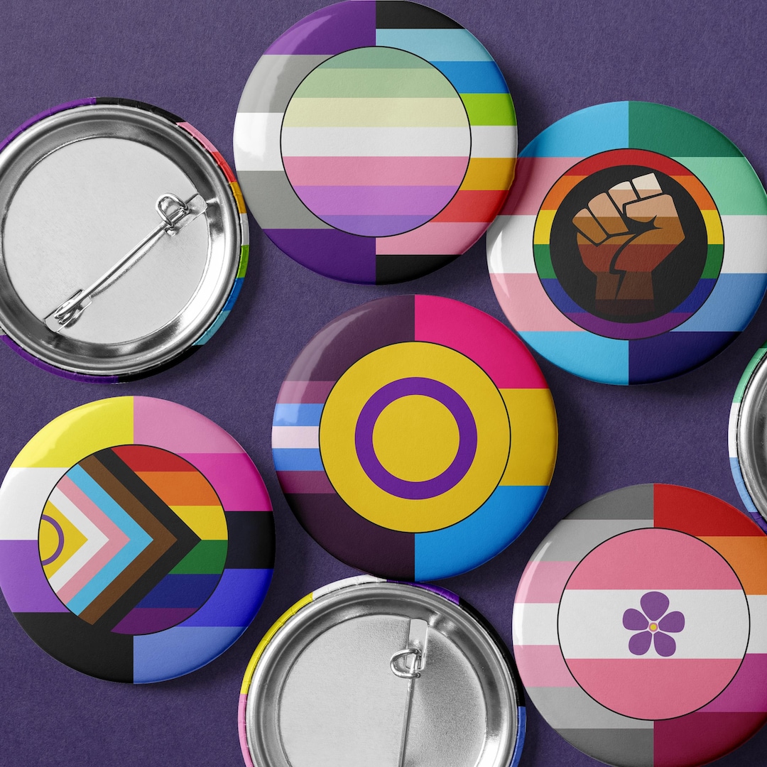Custom Triple Pride Flag Button - Pin, Keychain, Magnet, or Zipper Pull ...