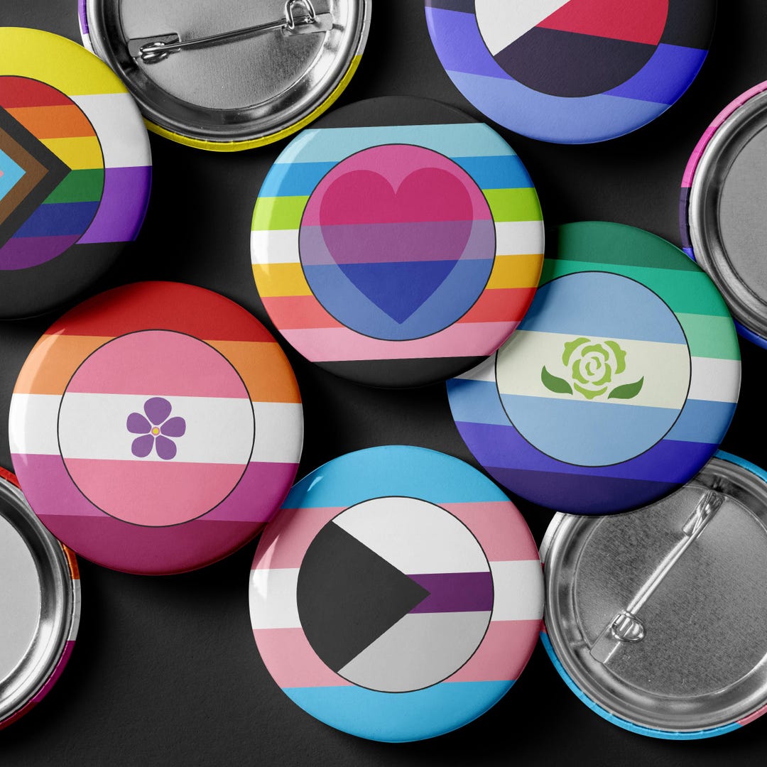 Custom Double Pride Circle Center Flag Button - Pin, Keychain, Magnet ...